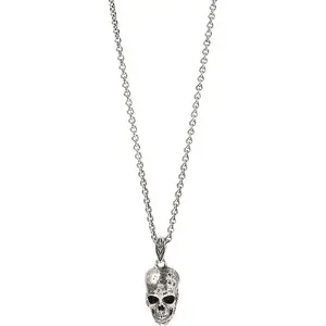 John Varvatos Distressed Skull Pendant Necklace - Silver