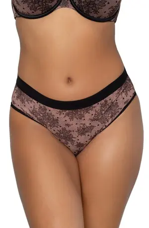 CURVY COUTURE Sheer Mesh High Cut Briefs Chantilly