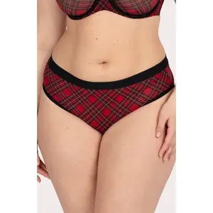 CURVY COUTURE Sheer Mesh High-cut Briefs - Diva Red Plaid