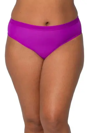CURVY COUTURE Sheer Mesh High Cut Briefs Fierce Violet