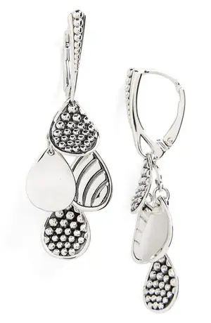 Lagos Caviar Tiered Drop Earrings - Silver