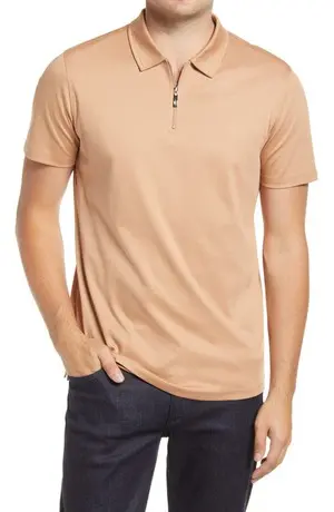 Robert Barakett Georgia Zip Polo Apricot