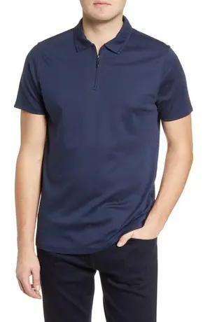 Robert Barakett Georgia Zip Polo Blue Night