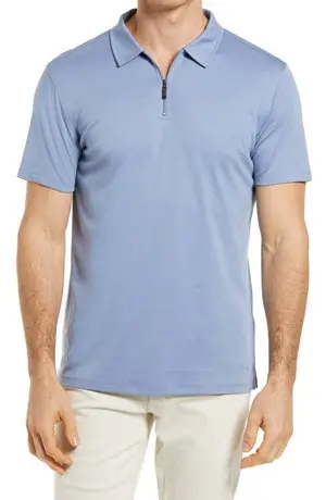 Robert Barakett Georgia Zip Polo Country Blue