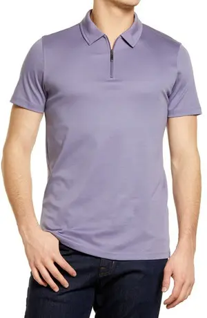 Robert Barakett Georgia Zip Polo Foggy Purple