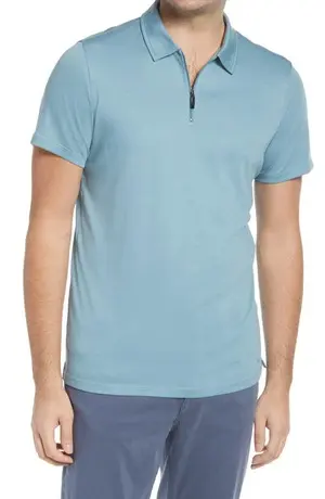 Robert Barakett Georgia Zip Polo Smoke Blue