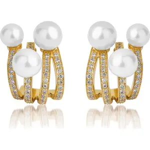 Hueb Spectrum Pearl Huggie Earrings - Yellow Gold