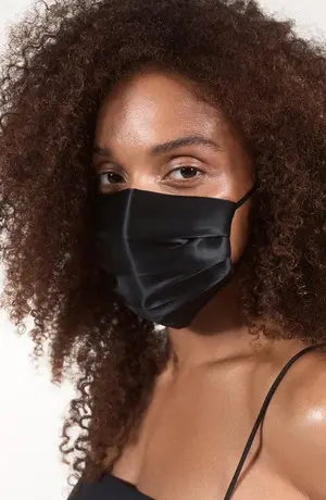 Slip Pure Silk Adult Pleated Face Covering - Black
