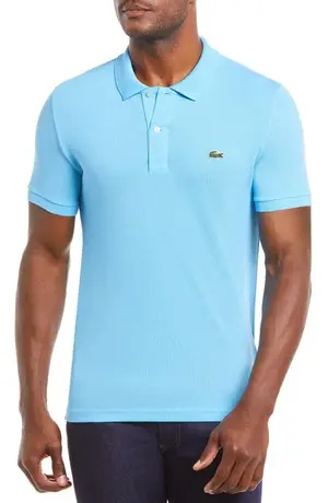 Lacoste Slim Fit Piqué Polo Barbeau Blue