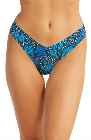 Commando Microfiber Thong Blue Butterfly