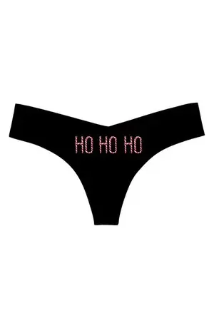 Commando Microfiber Thong Ho Ho Ho Black
