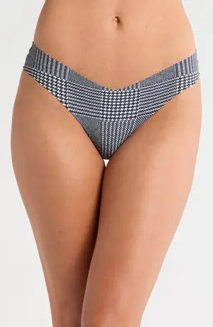 Commando Microfiber Thong Houndstooth Plaid