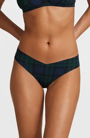 Commando Microfiber Thong Tartan Plaid