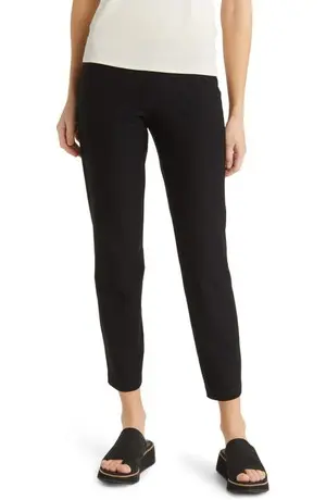 Eileen Fisher Stretch Crepe Slim Ankle Pants - Black