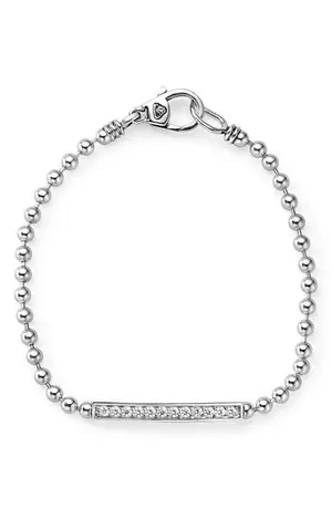 Lagos Caviar Spark Diamond Bar Chain Bracelet - Silver