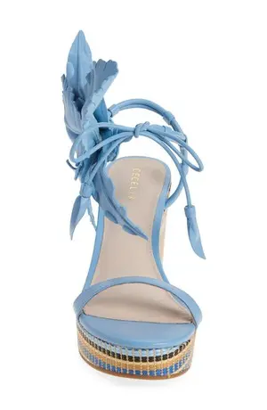 CECILIA NEW YORK Lily Platform Wedge Sandal - Blue Multi