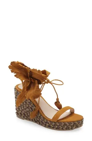 CECILIA NEW YORK Lily Platform Wedge Sandal Burnt Sugar Leather