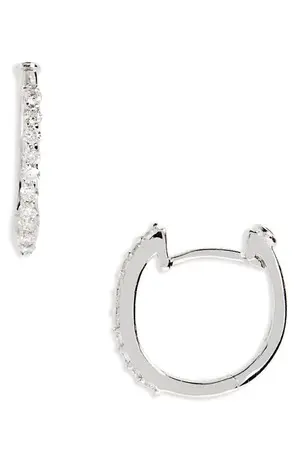 Roberto Coin Diamond Hoop Earrings - White Gold
