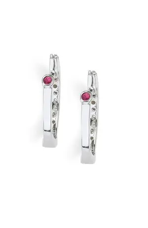 Roberto Coin Diamond Hoop Earrings - White Gold