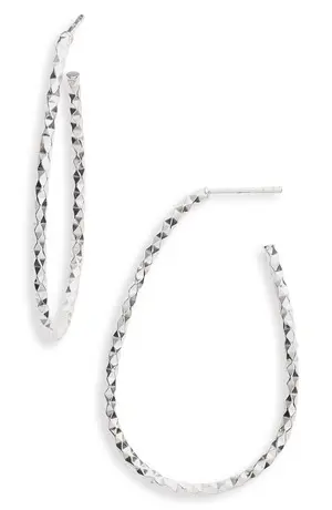 Argento Vivo Argento Vivo Sterling Silver Textured Hoop Earrings Silver