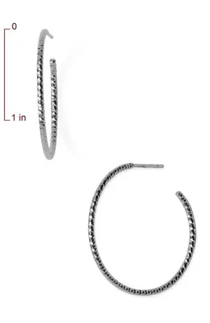 Argento Vivo Textured Hoop Earrings - Sterling Silver