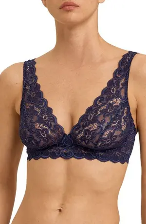Hanro Luxury Moments Lace Wireless Bra Deep Navy