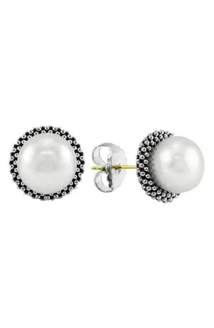 Lagos Luna Pearl Stud Earrings - Silver/pearl
