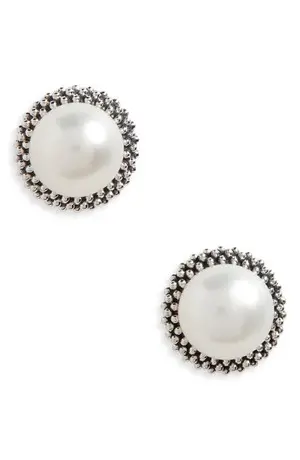 Lagos Luna Pearl Stud Earrings - Silver/pearl