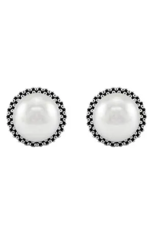 Lagos Luna Pearl Stud Earrings - Silver/pearl