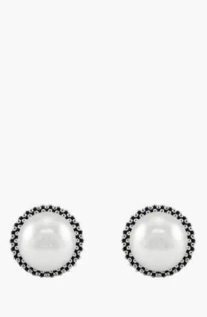 Lagos Luna Pearl Stud Earrings - Silver/pearl