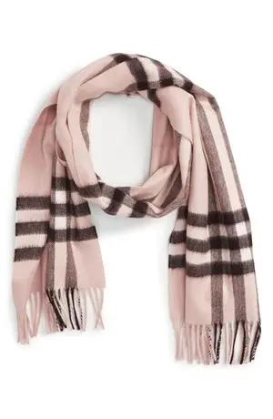 Burberry Giant Icon Check Cashmere Scarf Ash Rose