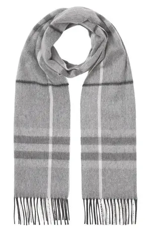 Burberry Giant Icon Check Cashmere Scarf Shale Grey