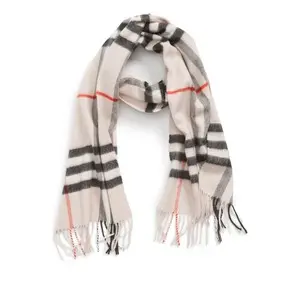 Burberry Giant Icon Check Cashmere Scarf Stone Check