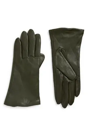 Nordstrom Cashmere-lined Leather Touchscreen Gloves - Evergreen