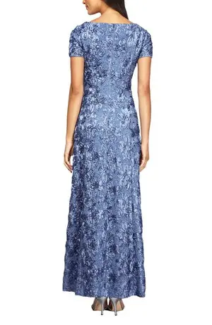 Alex Evenings Embellished Lace A-line Evening Gown - Brush Peri