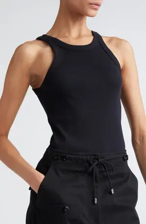 TOTEME Ribbed Stretch Organic Cotton Tank - Black