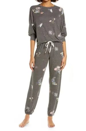 Honeydew Intimates Star Seeker Brushed Jersey Pajamas Black Feathers