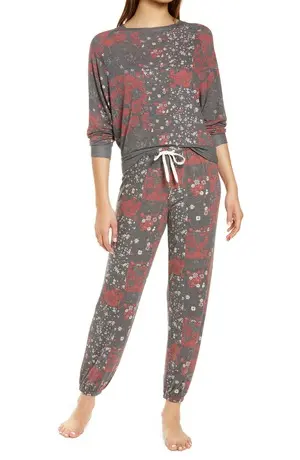 Honeydew Intimates Star Seeker Brushed Jersey Pajamas Black Poppies