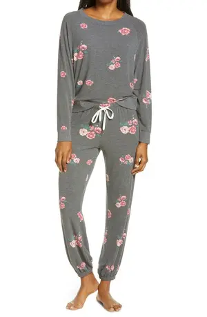 Honeydew Intimates Star Seeker Brushed Jersey Pajamas Black Roses