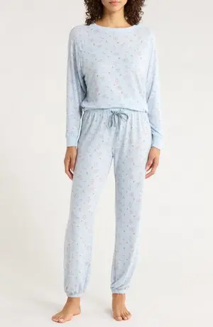 Honeydew Intimates Star Seeker Brushed Jersey Pajamas Chambray Ditsy