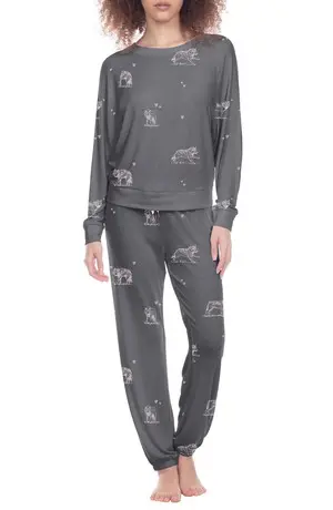 Honeydew Intimates Star Seeker Brushed Jersey Pajamas Drizzle Wolves