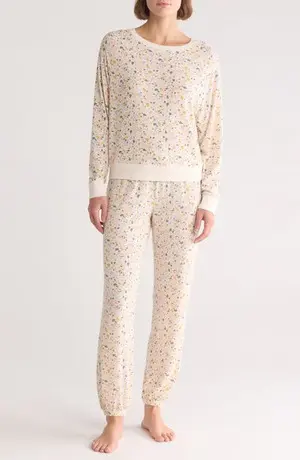 Honeydew Intimates Star Seeker Brushed Jersey Pajamas Ivory Terrazzo