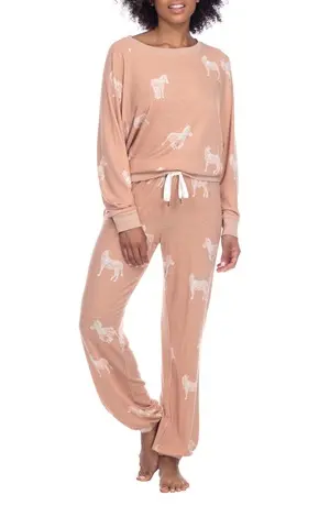 Honeydew Intimates Star Seeker Brushed Jersey Pajamas Java Zebras
