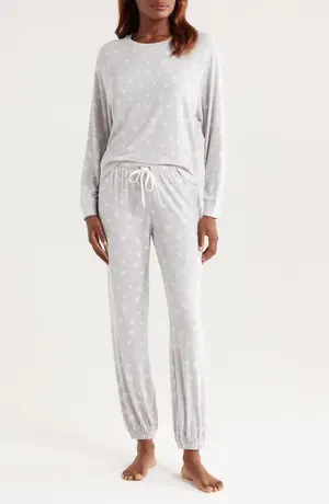 Honeydew Intimates Star Seeker Brushed Jersey Pajamas Light Grey Hearts