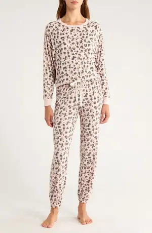 Honeydew Intimates Star Seeker Brushed Jersey Pajamas Light Pink Leopard