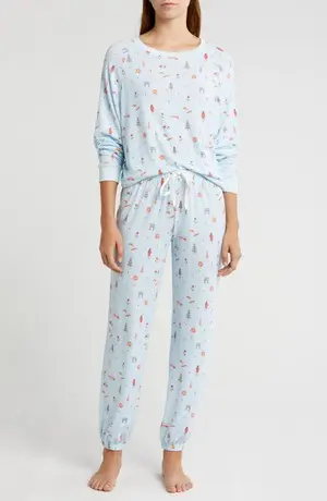 Honeydew Intimates Star Seeker Brushed Jersey Pajamas Mint Paris