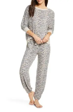 Honeydew Intimates Star Seeker Brushed Jersey Pajamas Natural Leopard