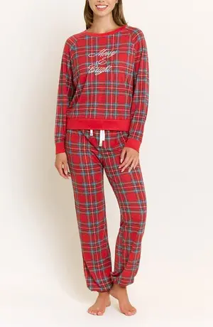 Honeydew Intimates Star Seeker Brushed Jersey Pajamas Santa Plaid