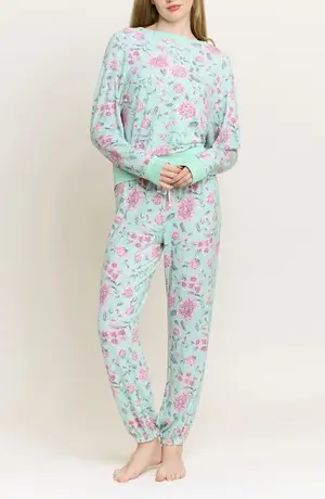 Honeydew Intimates Star Seeker Brushed Jersey Pajamas Soft Mint Floral