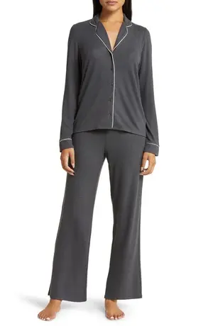 Nordstrom Brushed Hacci Pajamas Black Rock Marl